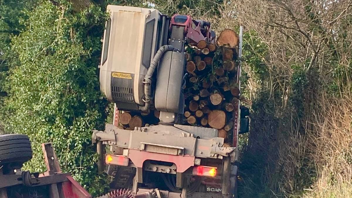 Repair work closes road damaged by shed timber load ...